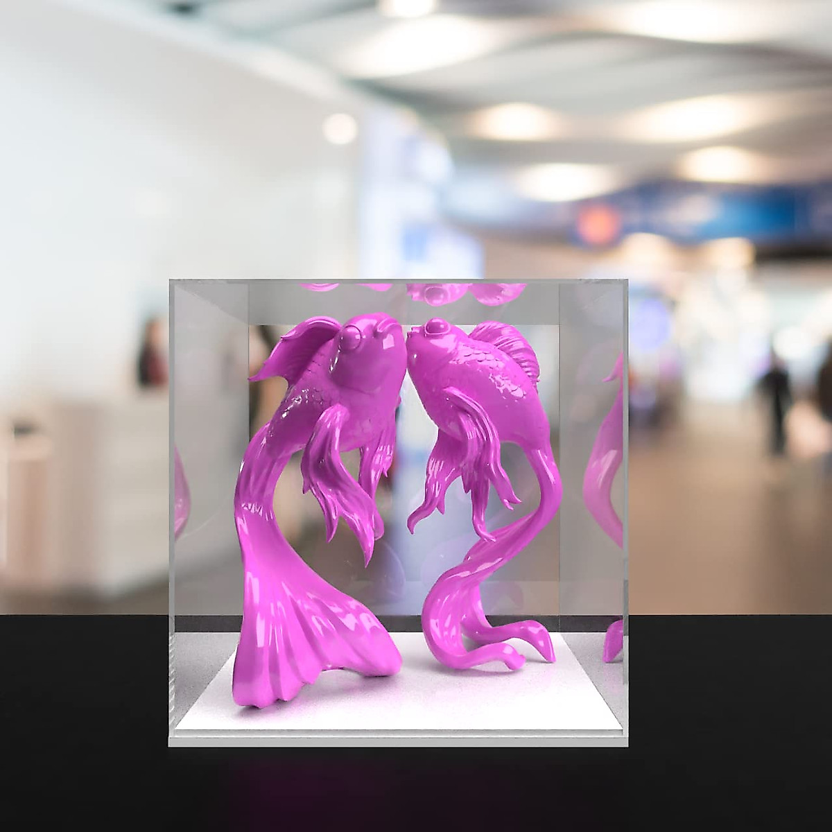 Marketing Holders Clear Acrylic Cube 10x10x10 with White Base Durable Plastic Box Collectible Items Cover Square Showcase Pedestal for Art