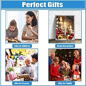 Christmas Diamond Painting Kits for Adults, Christmas Candles Diamond Art for Beginners, 5D Round Full Drill Winter Diamond Painting Gem Art Kits for Home Wall Decor 12x16inch