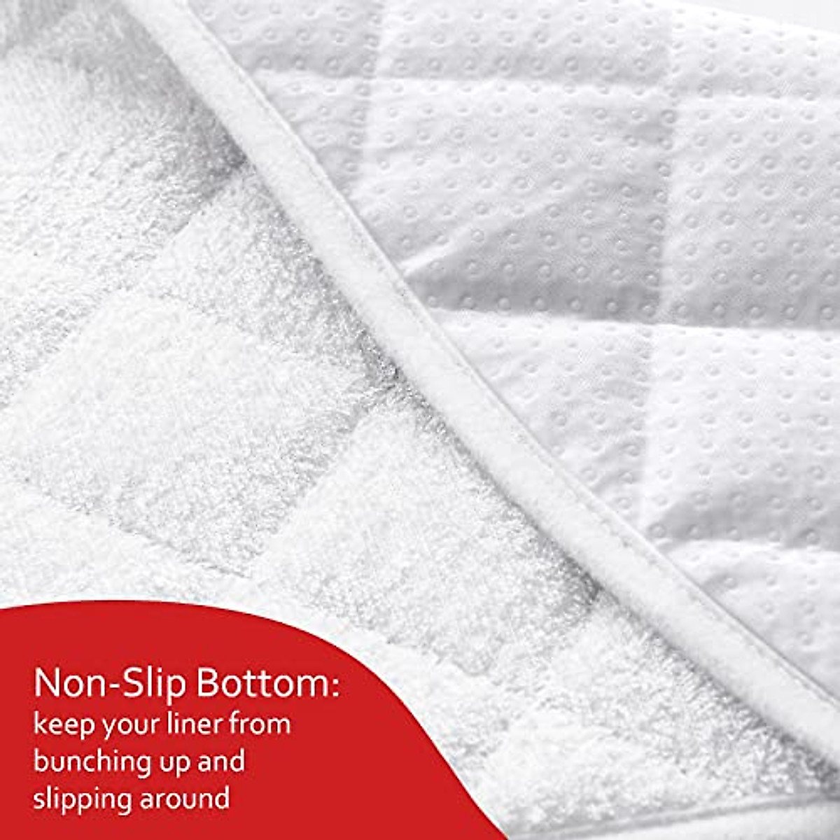 Bamboo Quilted Thicker Changing Pad Liner Waterproof, Fit for Peanut Shaped Changing Pads 3 Pack, Non-Slip Back Design Reusable Pads Machine Washable, White