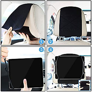 FANGOR Car Headrest Mount Holder, Tablet Holder for Kids in Back Seats, Anti-Slip Strap and Holding Net,Angle-Adjustable/Fits All 7 Inch to 12.9 Inch Tablets