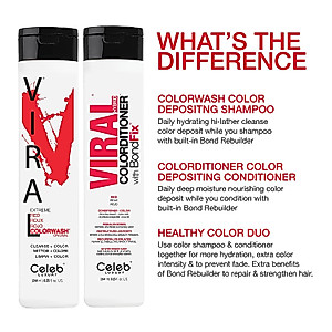 Celeb Luxury Viral Colorditioner, Professional Semi-Permanent Hair Color Depositing Conditioner, Red 8.25 Fl Oz (Pack of 1)