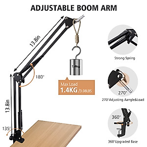 For Elgato Wave 3 Boom Arm Microphone Stand, Professional Mic Boom Arm Mic Stand Compatible with Elgato Wave:3 USB Condenser Microphone by SUNMON