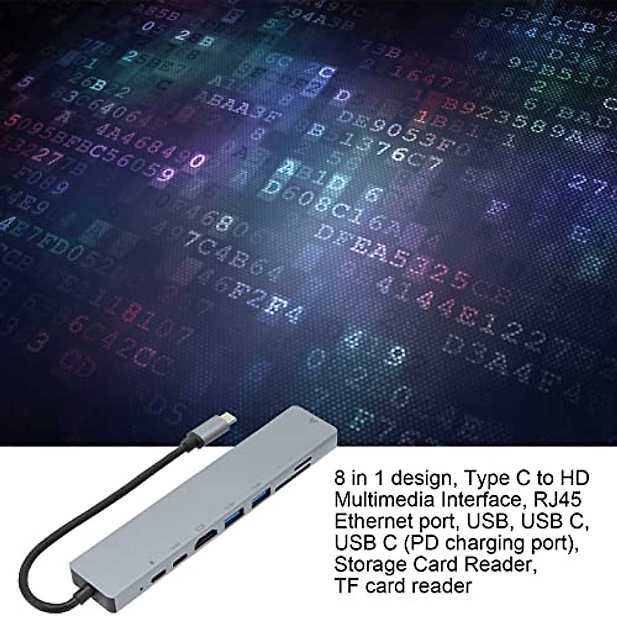 USB C Dock, Durable in Use Type C Adapter Widely Compatible Type C to RJ45 USB3.0 USB C HD Multimedia Interface 8 in 1 Multifunctional for Desktop for Laptop