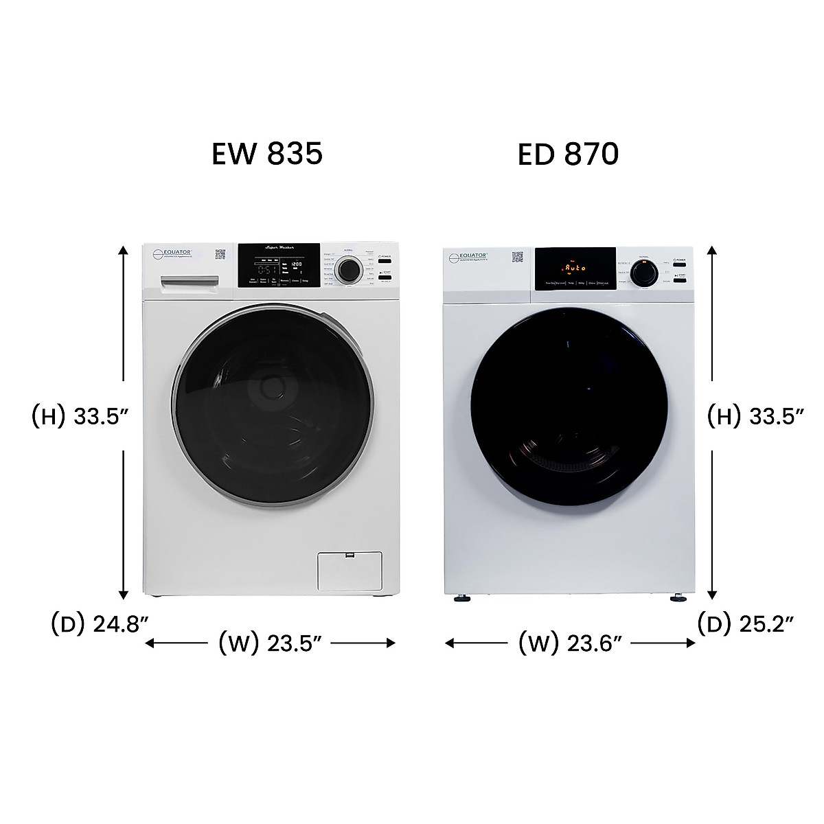 Equator Deluxe Laundry Set Digital Washer 1.9cf 110V+ Vented Dryer 4cf 110V