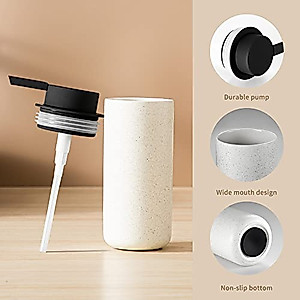 Soap Dispenser 16oz Removable Ceramic Lotion Dispenser, Speckled Cylindrical Kitchen Bathroom Hand Sanitizer Pump Bottle(Cream)