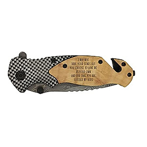 CHONG SHENG Gifts for Stepdad Father's Day from Stepdaughter - Engraved Pocket Knife for Stepdad - Stepdad Birthday Gifts Idea for Stepfather Father-in-Law