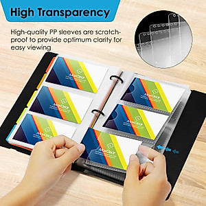 MaxGear Business Card Organizer, Business Card Holder Book Credit Card Binder File Sleeve Storage, Portable Business Card Holders Name Cards Holder Men & Women, 5 Color Index Tabs, Capacity: 180 Cards