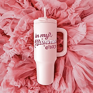 VIOLET & GALE Glamma Gifts For Grandma - Retro Collection - 40oz Insulated Tumbler with Handle, First Time Grandmother Gift, Glam ma Mug, In My Era Cup Water Bottle