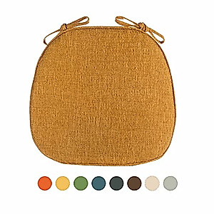 CFMZ Chair Pads for Dining Chairs Set of 4 with Ties, Seat Cushions for Kitchen Chairs Farmhouse, Dining Room Chair Cushions Non Slip, Thick Washable Chair Cushion Pads Yellow