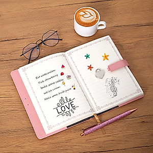 JiaoJiRen Heart-Shaped Lock diary with pen,A5 Size Soft PU Leather Locking Journal Personal Planner Writing Notebook Secret Notebook Gift for Adults,kids,Writers girls&women.(Pink).