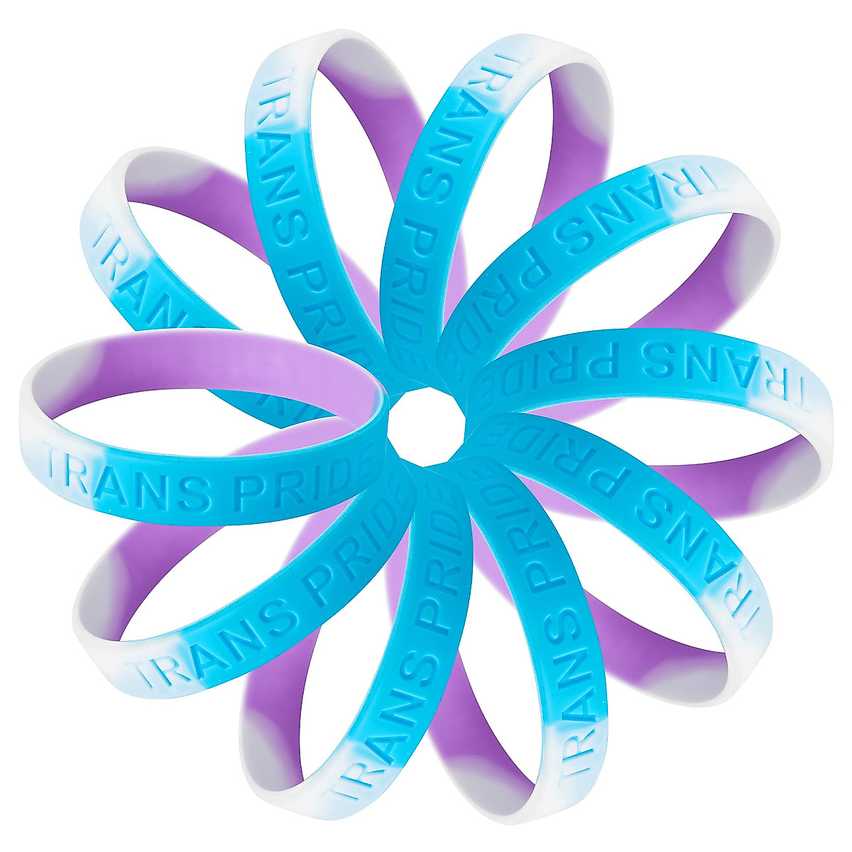 50 Pack Transgender Pride Silicone Bracelets - Transgender Pride Flag Awareness Bracelet - Perfect for Gift-Giving & Fundraisers - 50 Bracelets Multicolor