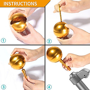 Anley Authentic 3" Flagpole Ball Topper Ornament - Gold Anodized Aluminum Finish - Weatherproof Top Replacement - Fit Standard USA Flag Poles, Pulley Truck & Solar Lights