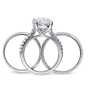 BERRICLE Sterling Silver Solitaire Wedding Engagement Rings 5.5 Carat Oval Cut Cubic Zirconia CZ Ring Set for Women, Rhodium Plated Size 6.5