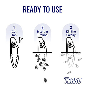 TERRO T1813B Outdoor Ready-to-Use Liquid Ant Bait Stake Killer Trap - Kills Common Household Ants 12 Stakes
