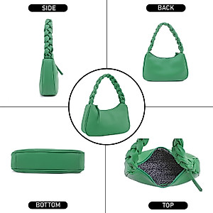 Emperia Braided Top Handle Shoulder Bag For Women, Trendy Designer Small Hobo Tote Handbag_Kelly Green