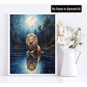 Diymood Paint by Numbers for Adults Lion, DIY Oil Painting Moon Acrylic Paint by Number Kits for Kids Adults Beginner for Home Wall Decor 16x20 inch