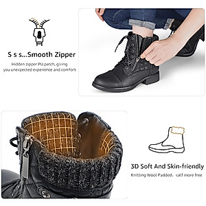 STQ Womens Military Zip Winter Fashion Combat Ankle Boot Black 7.5