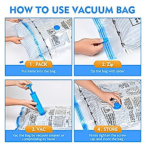 DBDSZYH Vacuum Compression Storage Bags with Hand Pump Reusable Vacuum Sealer Compression Space Saver Bag - 8-Pack (Jumbo)