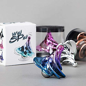 Mini Spinning Top Gyro Desktop Toys for Kid Adults with Anxiety Autism and Stress Relief (Silver)