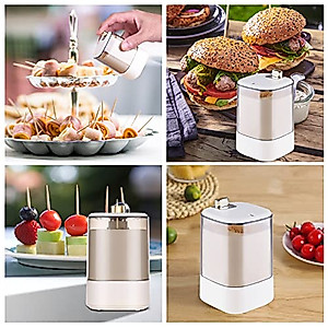 Toothpick Holder Dispenser——2pcs Pop-Up Automatic Toothpick Dispensers with 1,000 Toothpicks for Home Livingroom Kitchen Restaurant, Thickening Toothpicks Container, Novelty Sturdy Secure Toothpick Storage Box (A-WHITE*2)