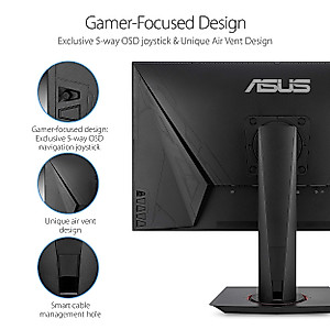 ASUS VG278QR 27” Gaming Monitor 165Hz Full HD (1920 x 1080) 0.5ms G-SYNC Eye Care DisplayPort HDMI DVI, Black