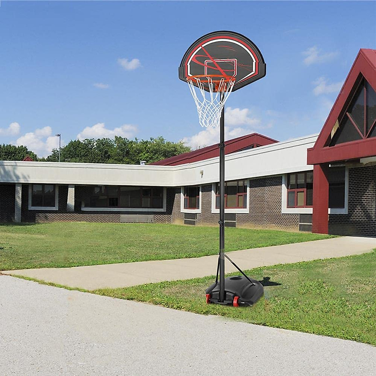 Yaheetech 32" Youth Portable Basketball Hoop 7-9ft Adjustable Height Basketball Stand Backboard System for Indoor Outdoor w/Wheels