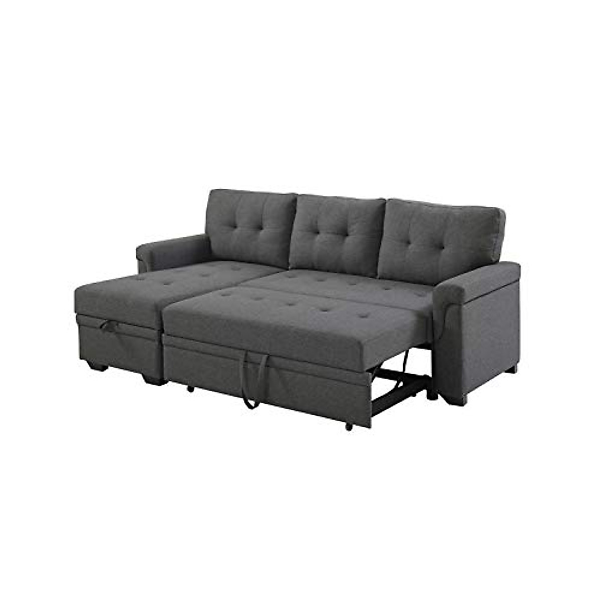 Oadeer Home Modern Reversible Sleeper Sofa with Storage Chaise Sofabed, Steel Gray