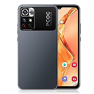 6.1 Inch Screen Smart Phone, Black Stylish Appearance M4 Pro Phone Ultra Thin for Daily Life (US Plug)