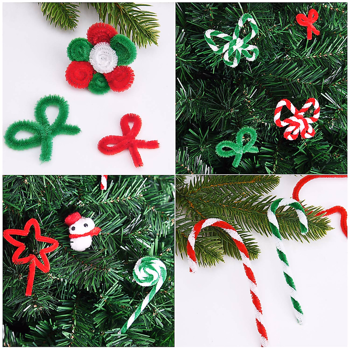 Livder 400 Pieces Christmas Pipe Cleaners Chenille Stems for DIY Art Crafts Decorations Supplies, Red Green White