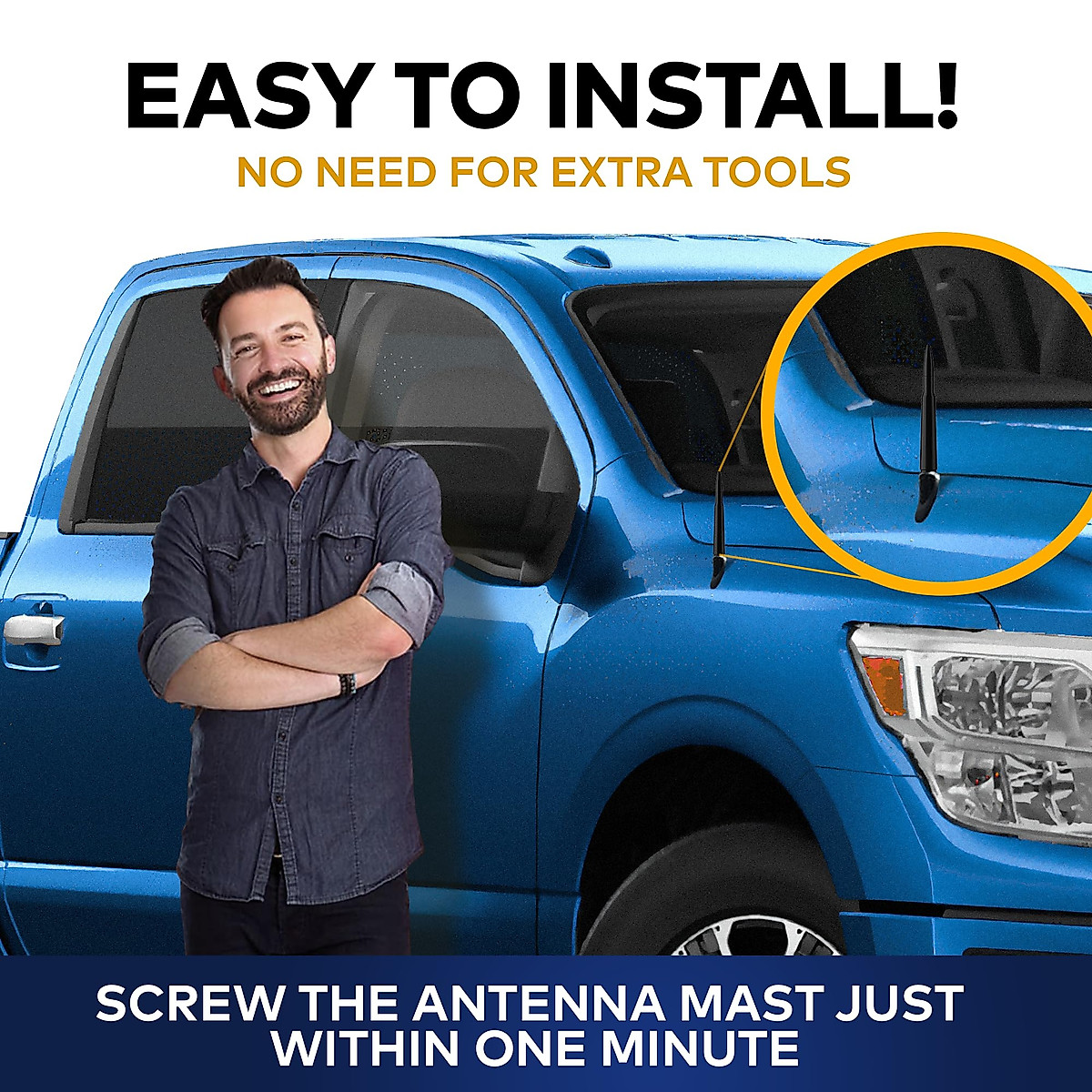 𝐁𝐮𝐥𝐥𝐞𝐭 Style Antenna Mast for Nissan Titan S SV PRO-4X SL Platinum 2004-2021 Black Automotive Antenna Replacement for Cars, Trucks & SUV Radio Compatible - Car & Truck Exterior Accessories 4.25'