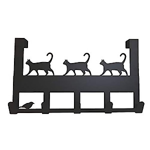 Mango Steam Over-The-Door Organizer Hanger for Towels, Hats, Hoodies, Coats, Backpacks, & Keys (Cat, Black)