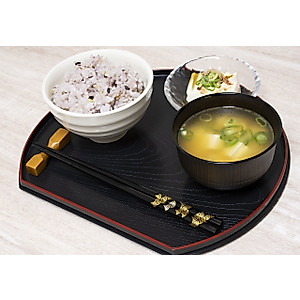 Hashimoto-Kousaku Wajima Japanese Natural Lacquered Wooden Chopsticks Reusable in Gift Box, Seasonal Scenery Naminohana (Black) Made in Japan, Handcrafted