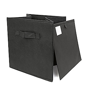 EZOWare Set of 12 Foldable Basket Bin Collapsible Storage Cube For Nursery, Kids Toys Organizer, Shelf Cabinet - (White + Black)