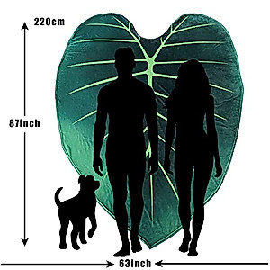 HEALTHYCEPS Leaf Blanket Throw Green Plant Print Throw Blanket Leaves for Couch Bed Sofa Decorative Great Gifts for Plant Lovers Big Leaf Blankets Size 63x87 Inches