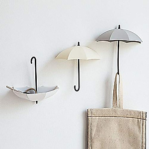 3 Pcs/Set Umbrella Design Self-Adhesive Kitchen Hooks, Multipurpose Creative Hanger Wall Decor Hooks(1)