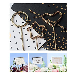 Bairdish 30 Pcs Gold Metal Floral Place Card Holder, 13.4 Inch Hearts Clip Flower Card Holder, Gift Card Tree Bouquet Stands for Diy Cake Vase Photos Wedding Party Birthday Table Number Holders