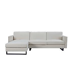 Yoglad Modern L Shaped, 3 Seater Couch with Reversible Chaise, Comfy Deep Seat Sectional Sofa with USB Charging Port for Apartment, Living Room, and Office (Cream White)