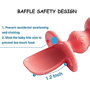 4 Pack Baby Utensils Self Feeding 6+ Months, Silicone Baby Spoons and Forks, Toddler Utensils for Baby Led Weaning, Chewable Utensils First Stage, Pink, Yellow