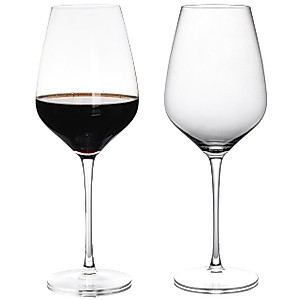 Bruntmor Hand Blown Cabernet Sauvignon Wine & Champagne Glasses Set of 2 - Crystal Red Wine Glass with Stems - Large Size & Break Resistant - For Red & White Wine, Champagne Mothers Day Gifts