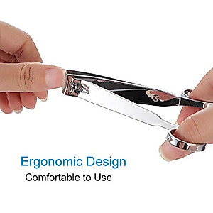 Mudder 4 Pack EZ Grip Nail Clipper Set EZ Grip Nail Clipper Edge Fingernail and Toenail Clipper Cutters Set Sharp Stainless Steel Blade Toenail Clippers Long Handle for Men Women