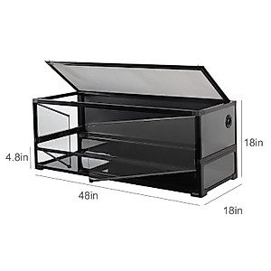 REPTI ZOO 67 Gallon Large Glass Reptile Terrarium 48" x 18" x 18", Easy Folding & Detaching Reptile Breeding Tank with Black PVC Back Panel Full Open Door Screen Ventilation
