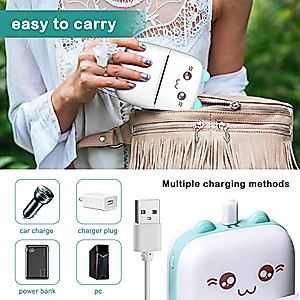 Mini Printer Portable, Pocket Thermal Printer with 7 Rolls Paper, Bluetooth Wireless Smart Printer for Photo Picture Office Receipt Label Note QR Code Inkless Printing with iOS Android APP (Blue)