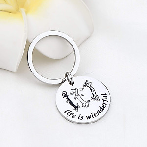 AKTAP Dachshund Keychain Dog Owner Jewelry Wiener Dog Mom Dad Gift Life Is Wienderful Key Ring