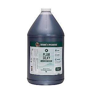 Nature's Specialties Plum Silky Ultra Concentrated Dog Shampoo Conditioner, Makes up to 24 Gallons, Natural Choice for Professional Pet Groomers, Silk Proteins, Made in USA, 1 gal