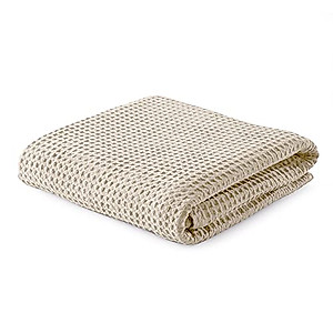 Great Bay Home 100% Cotton Waffle Weave Blanket. Lightweight and Soft, Perfect for Layering. Mikala Collection, Oatmeal, King