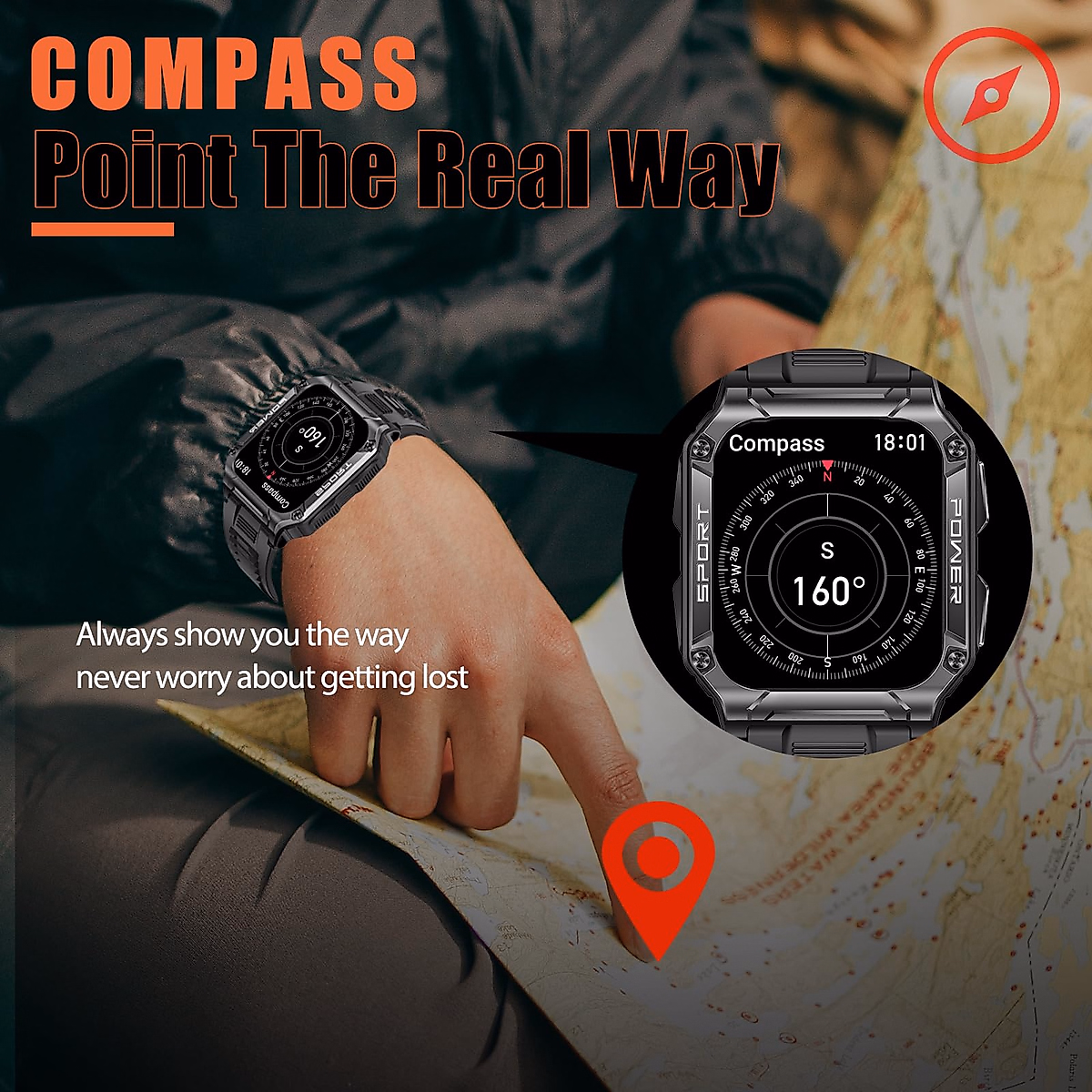 Military Smart Watches for Men (Call Receive/Dial) 1.95" HD Large Screen, Outdoor Tactical Rugged Smart Watch, Sport Fitness Tracker Watch with Compass Heart Rate Monitor Compatible with iOS & Android