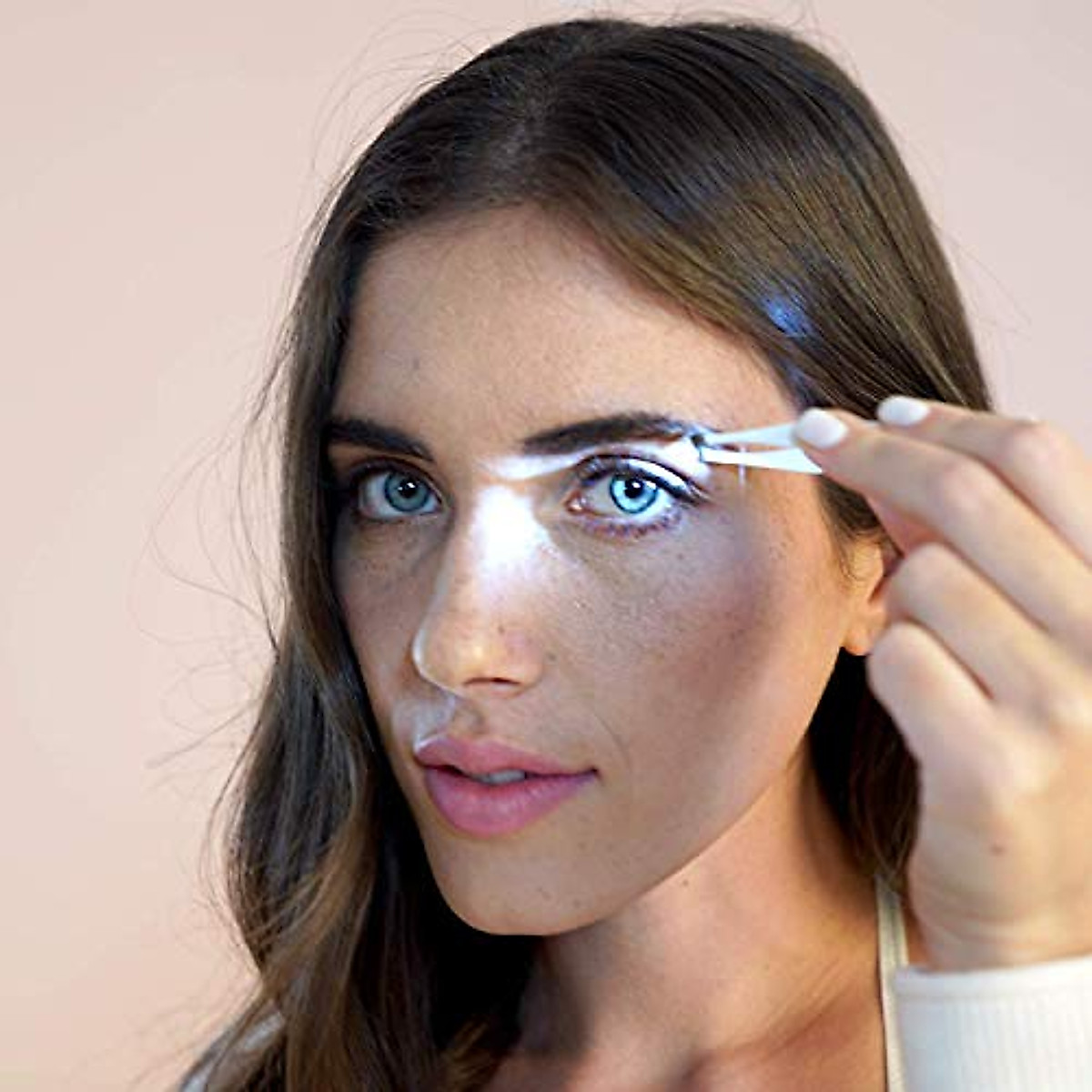 Sensica ‘Lumi’ Tweezers with Light - Precision Slant Tip Eyebrow Tweezers for Women with Finest Point Grip for Professional Results - Accurate, Durable, Hygienic