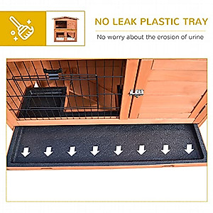 Pawhut 40" Wooden Rabbit Hutch Small Animal House Pet Cage