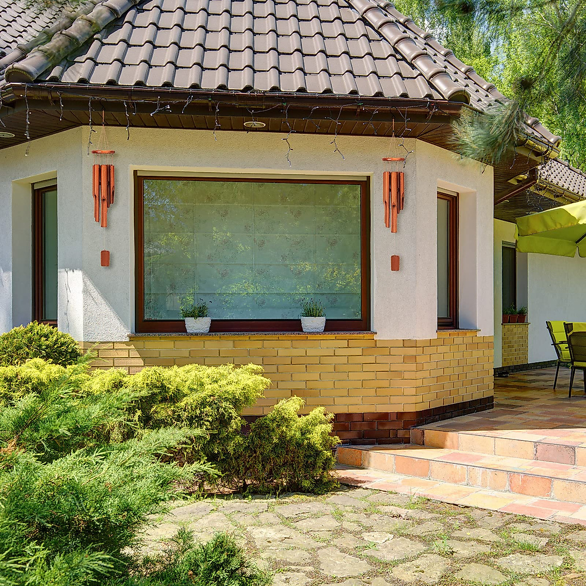 2 Pieces Bamboo Wind Chimes Outdoor 30 Inches Wooden Wind Chimes Classic Zen Rustic Wind Chimes Deep Tone for Patio Garden Home Outdoor Decor