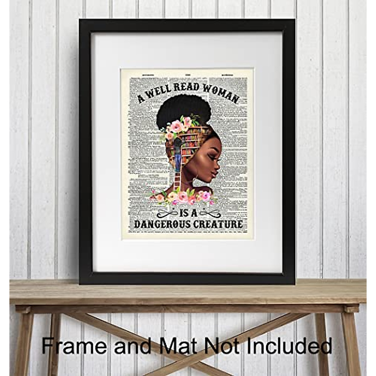 African American Wall Art - Classroom Decor - Never Underestimate a Girl With a Book - Black Woman Poster - African American Girl Women, Black Women - Motivational Wall Decor - Black Art